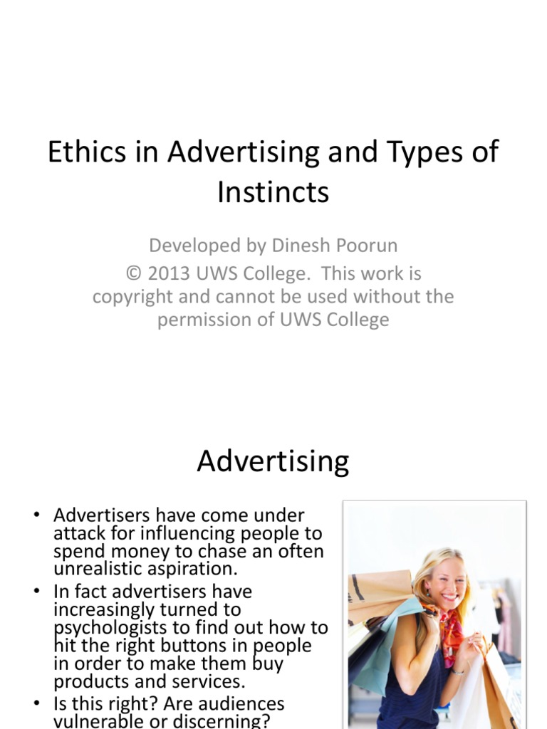 Ethics in Advertising and Types of Instincts | PDF | Instinct | Feeling