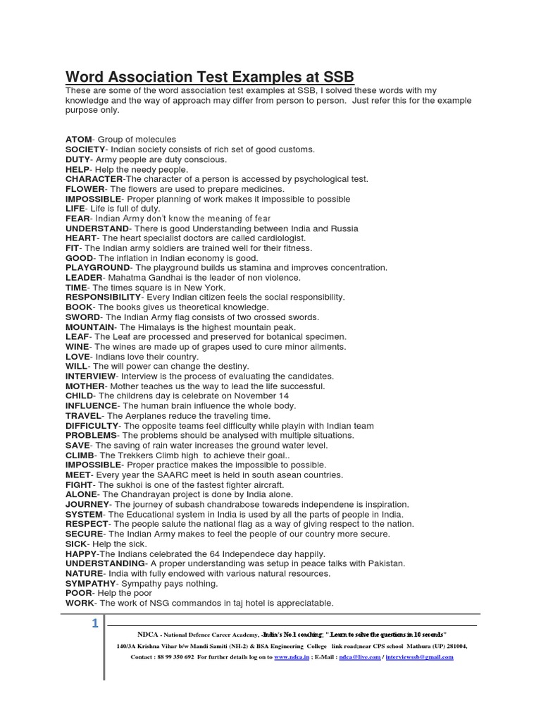 WAT Test With Examples | PDF | Courage | Test (Assessment)