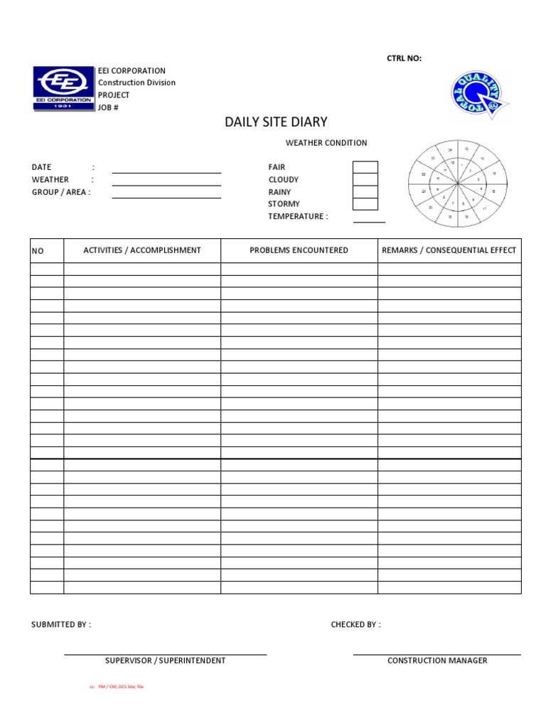 Site Diary FORM | PDF