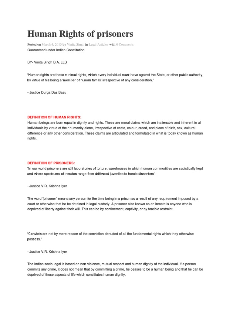 Human Rights of Prisoners | PDF | Prison | Ex Post Facto Law