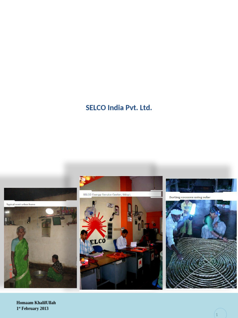 Selco India Pvt. LTD.: Homaam Khalilullah 1 February 2013 | PDF ...