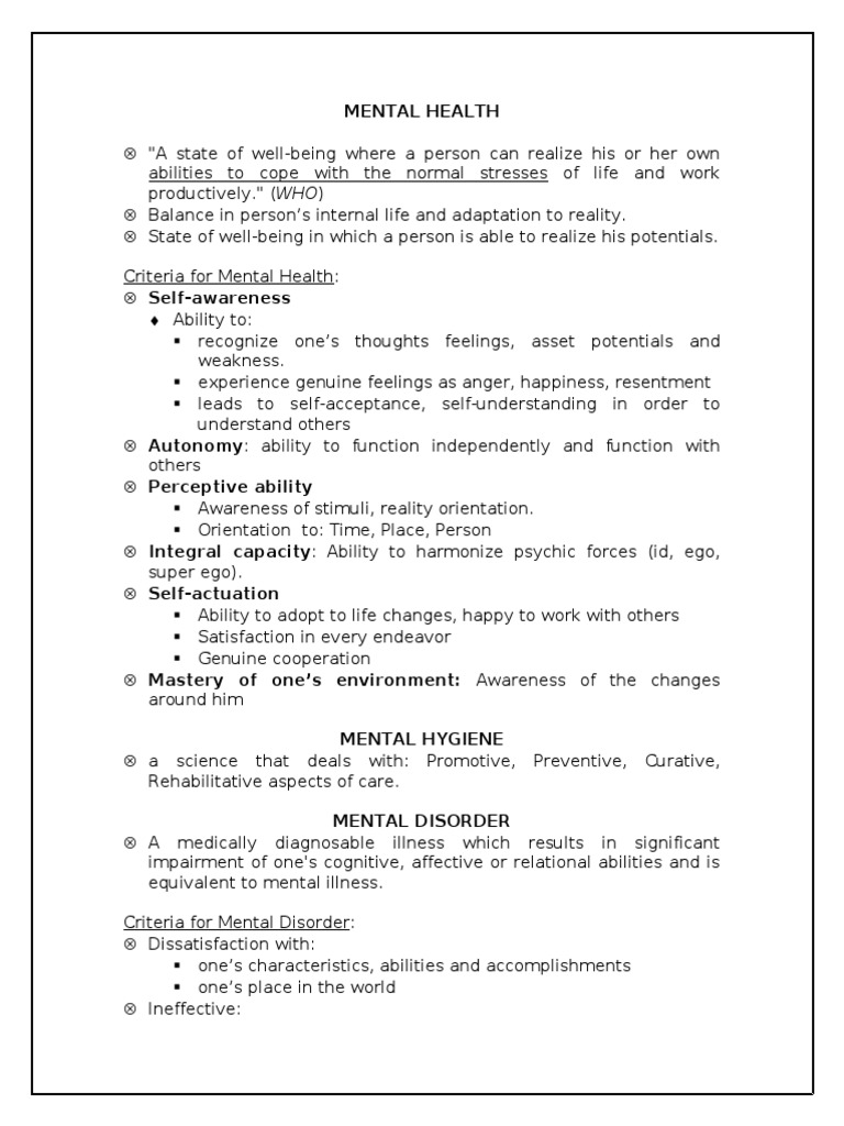 Mental Health | PDF | Stress (Biology) | Behavioural Sciences