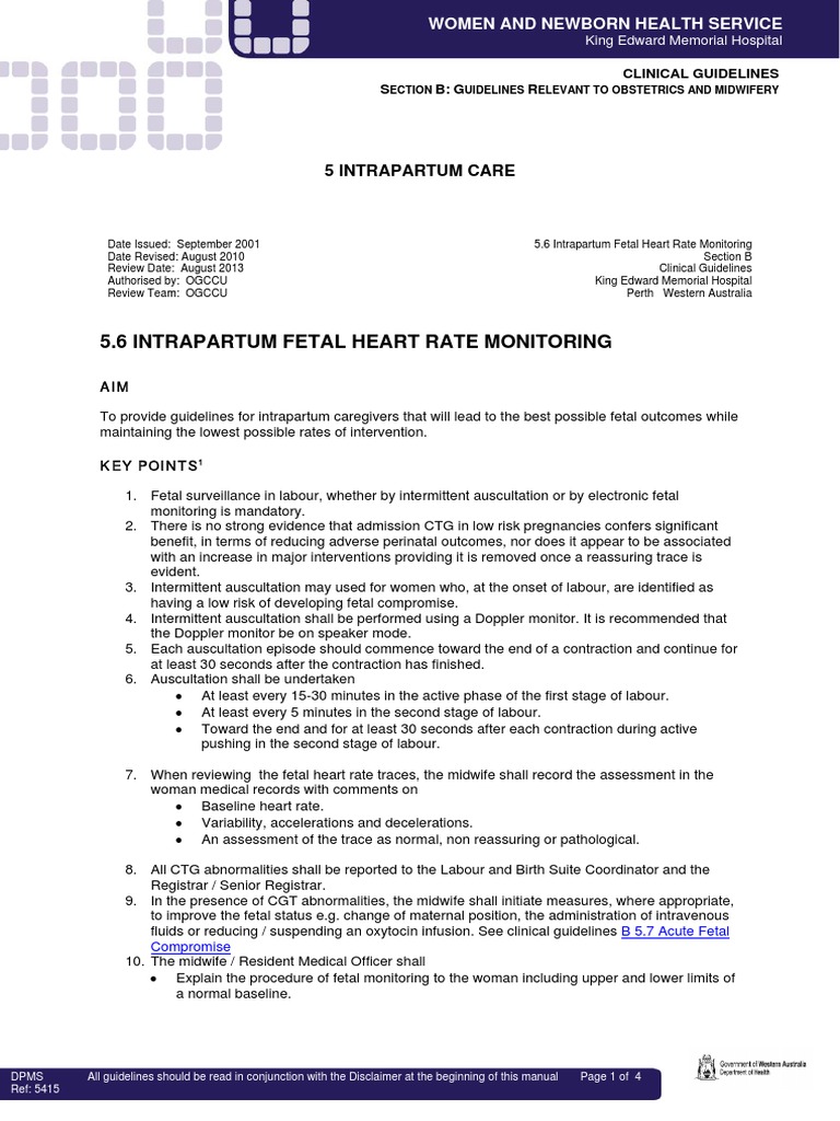 Intrapartum Fetal Monitoring | PDF | Childbirth | Mammalian Pregnancy