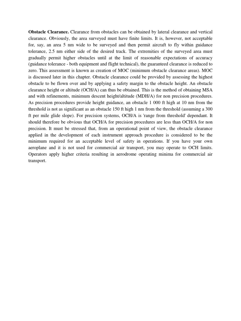 Understanding Obstacle Clearance in Aviation | PDF | Technology ...
