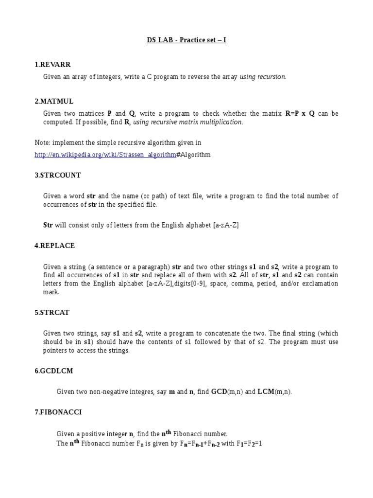 C Programming Practice Set: Recursion & Algorithms | PDF