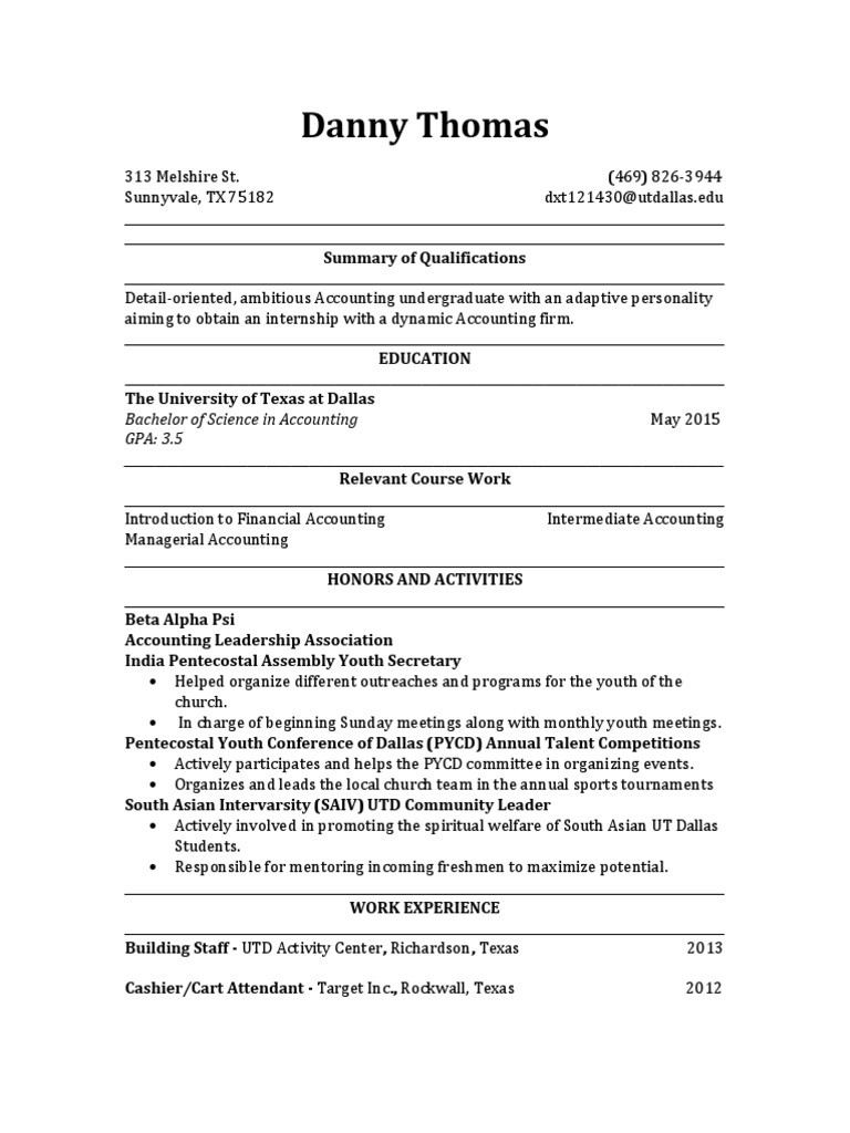 Danny Thomas Resume | PDF