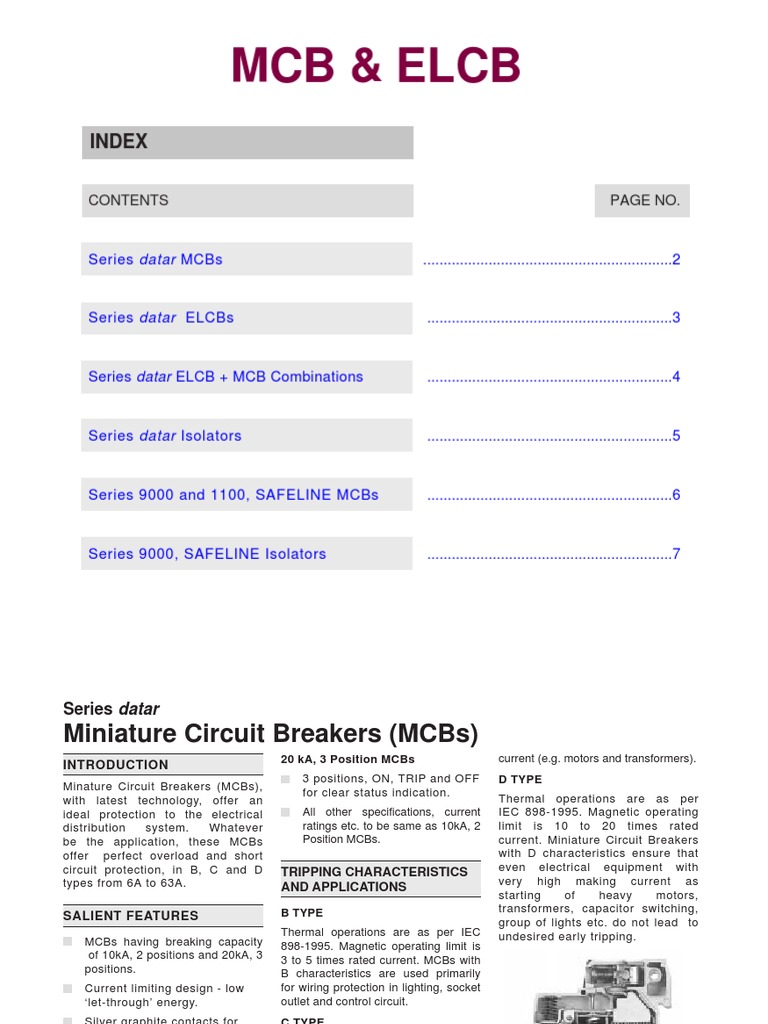 MCB Techniques | PDF | Mains Electricity | Electrical Wiring