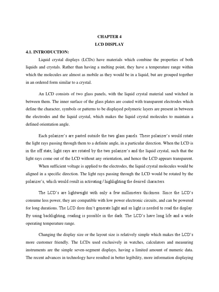 Lcd Display Pdf Liquid Crystal Display Random Access Memory