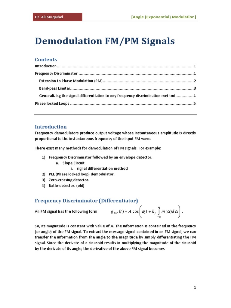 FM Signal Demodulation Techniques | PDF