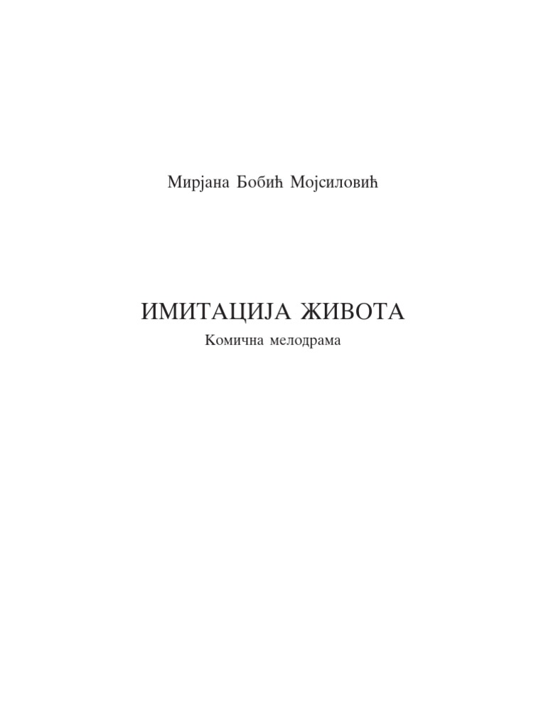Mirjana Bobic Mojsilovic - Imitacija Zivota | PDF