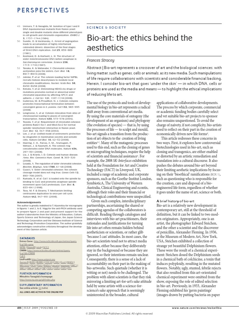 Bio-Art - The Ethics Behind The Aesthetics | PDF | Bioethics | Life ...