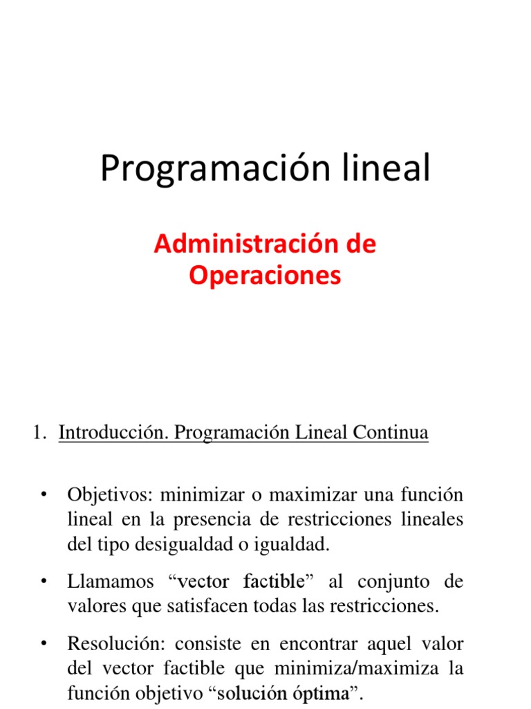 Programacion Lineal | PDF | Programación lineal | Conceptos matemáticos
