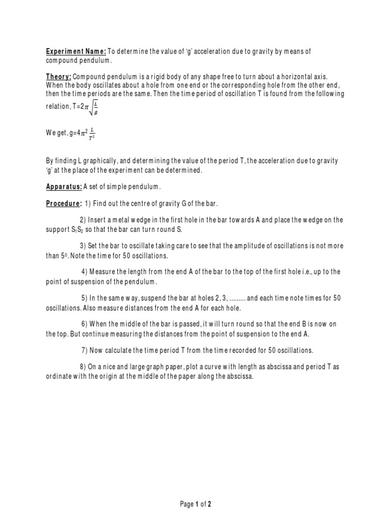 Expt#3, Final | PDF | Pendulum | Gravity
