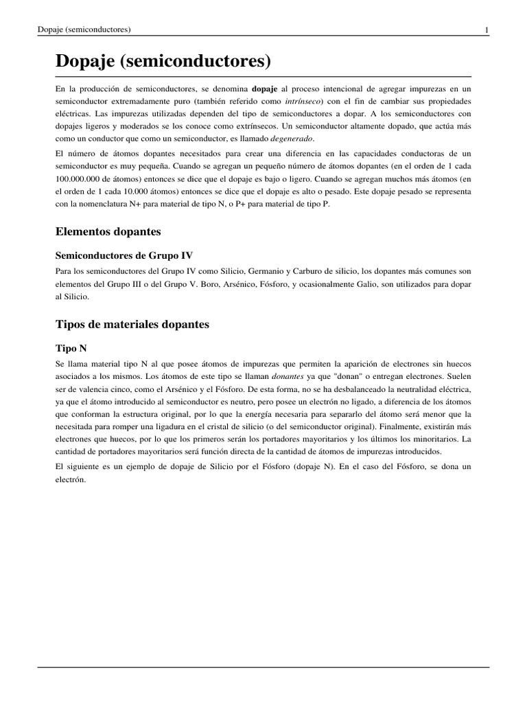 Dopaje (Semiconductores) | PDF | Dopaje (semiconductor) | Semiconductores