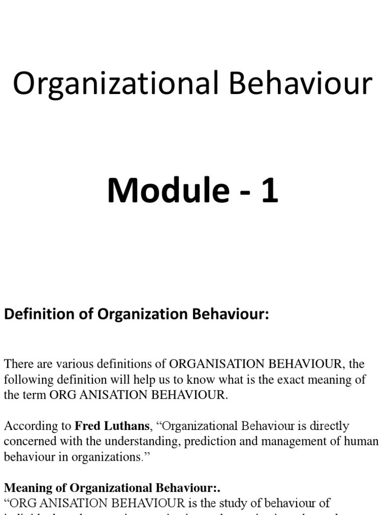 Organizational Behaviour | PDF | Organizational Behavior | Perception