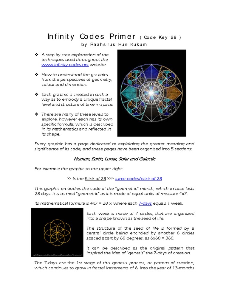 Infinity Codes Primer (Code Key) | PDF | Fractal | Geometry