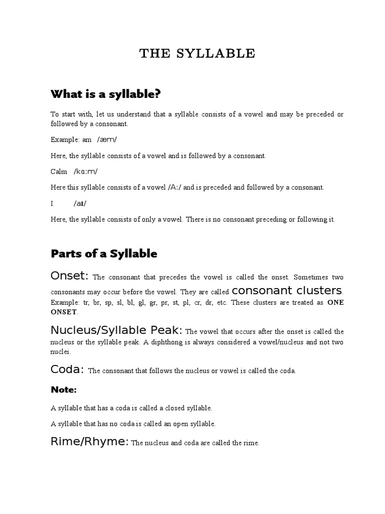 Understanding Syllables and Their Structure | PDF