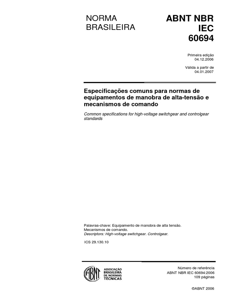 NBR IEC 60694 - 2006v1 | PDF | Umidade | Ambiente natural