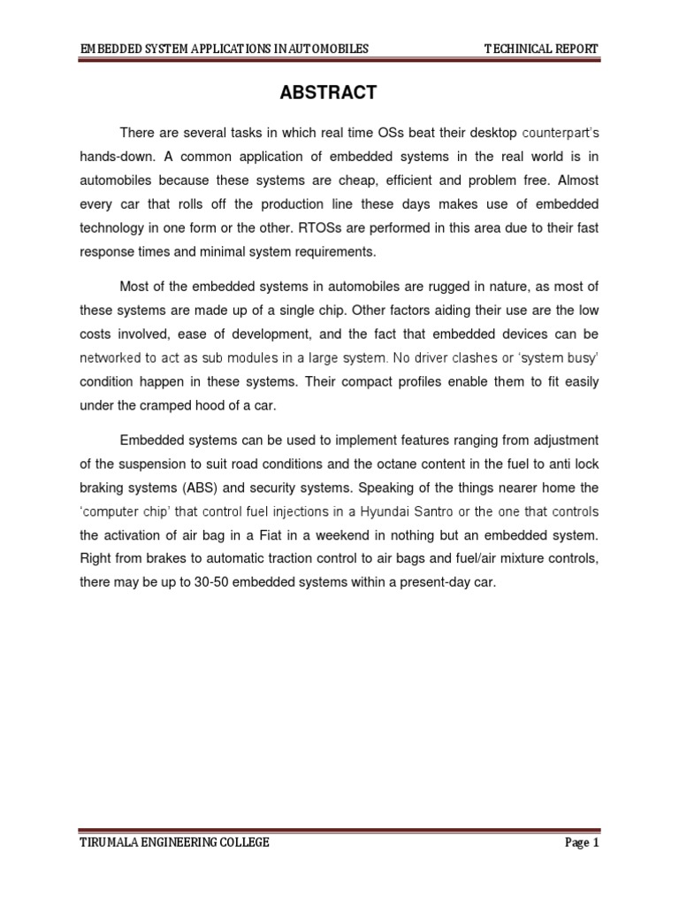 Embedded System Applications in Automobiles Report | PDF | Anti Lock ...