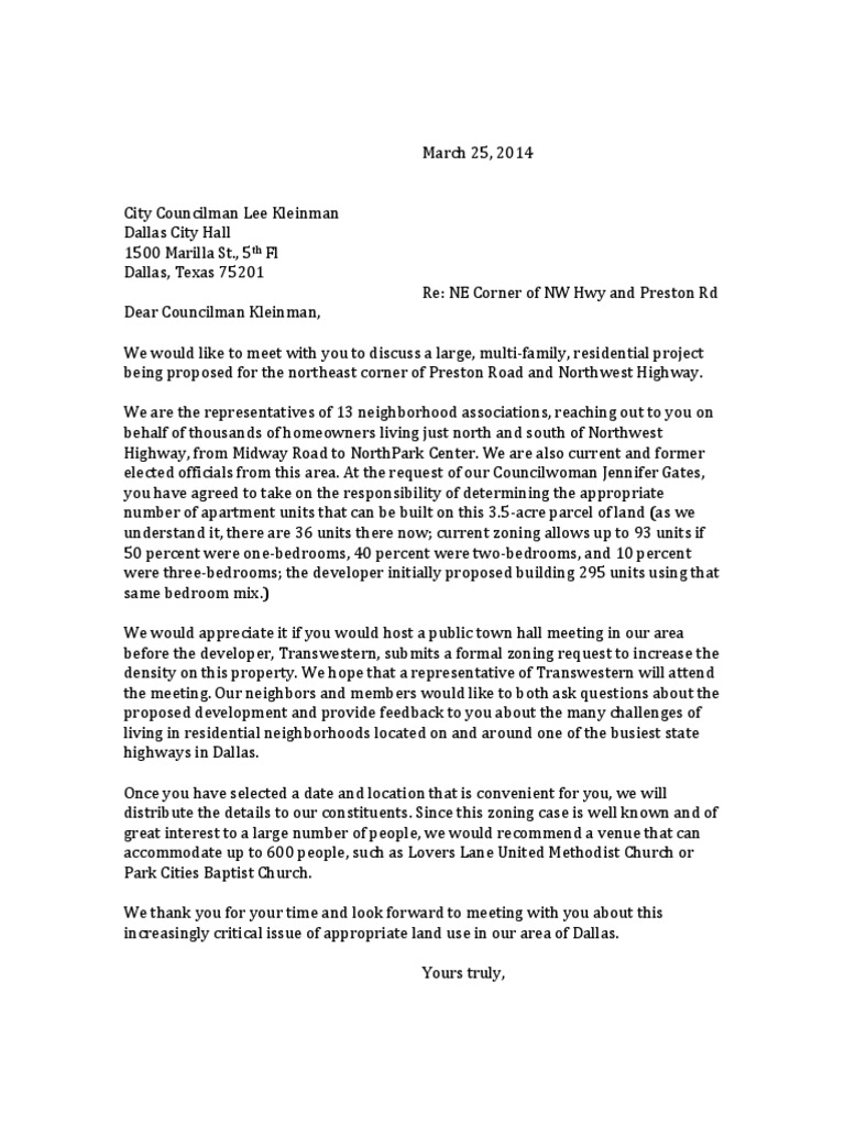 Letter From Former Dallas Mayor Laura Miller On Preston Hollow Proposed ...