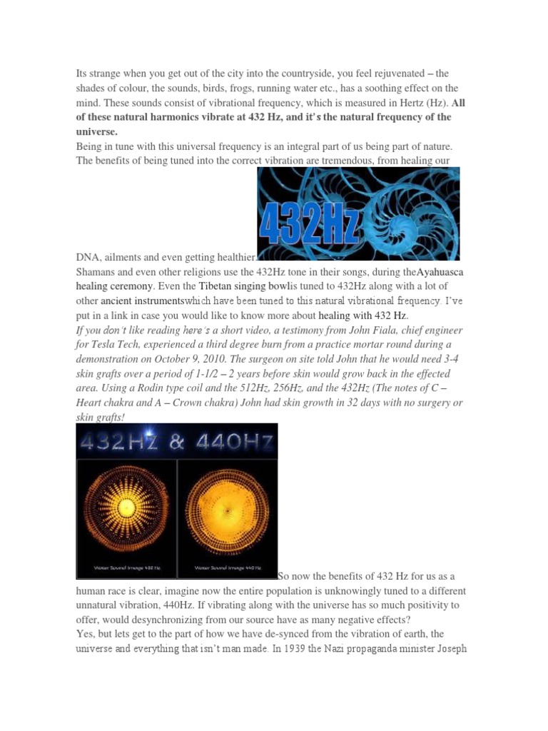 432 HZ Vs 440 HZ | Download Free PDF | Hertz | Frequency