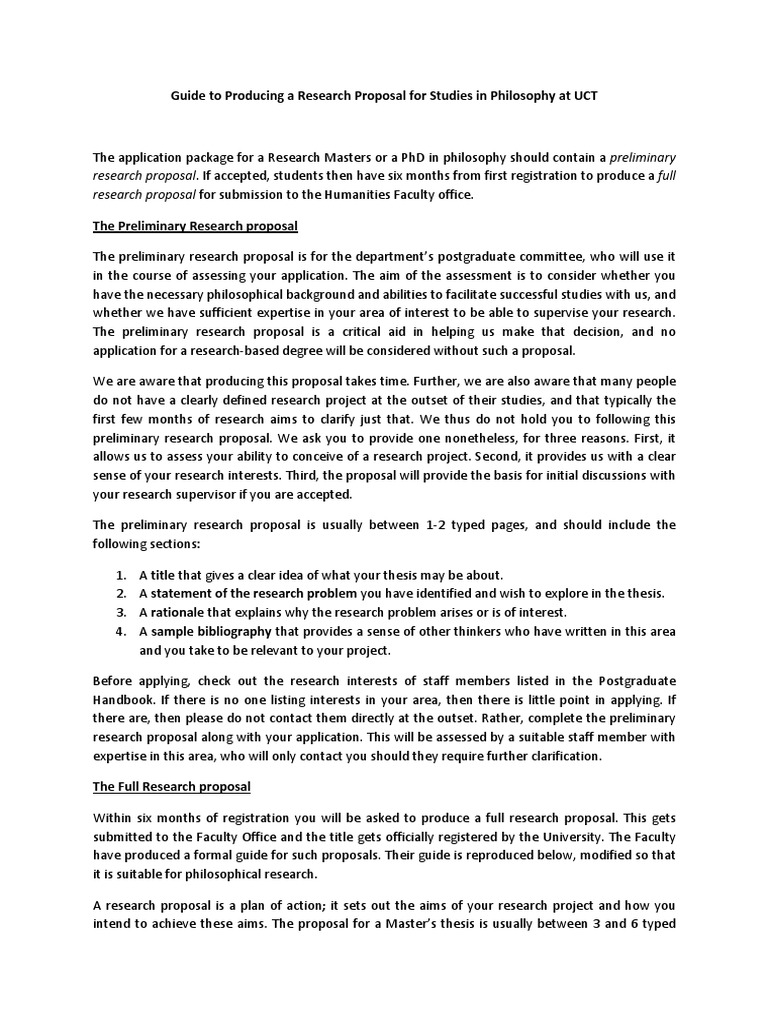 Guide To Producing A Research Proposal For Studies in Philosophy | PDF ...