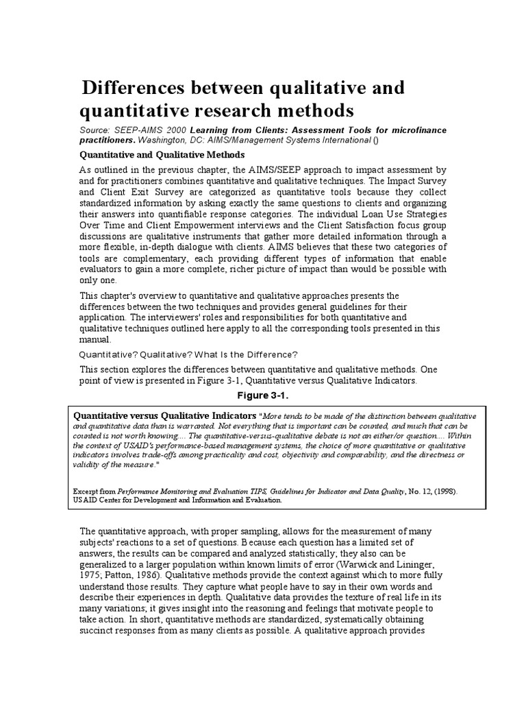 Differences Between Qualitative and Quantitative Research Methods | PDF | Business | Computers