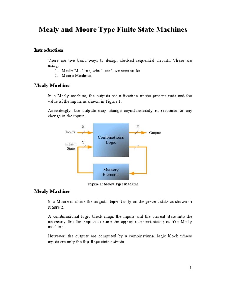 Mealy and Moore Type Finite State Machines | PDF | Electronic Engineering | Areas Of Computer ...