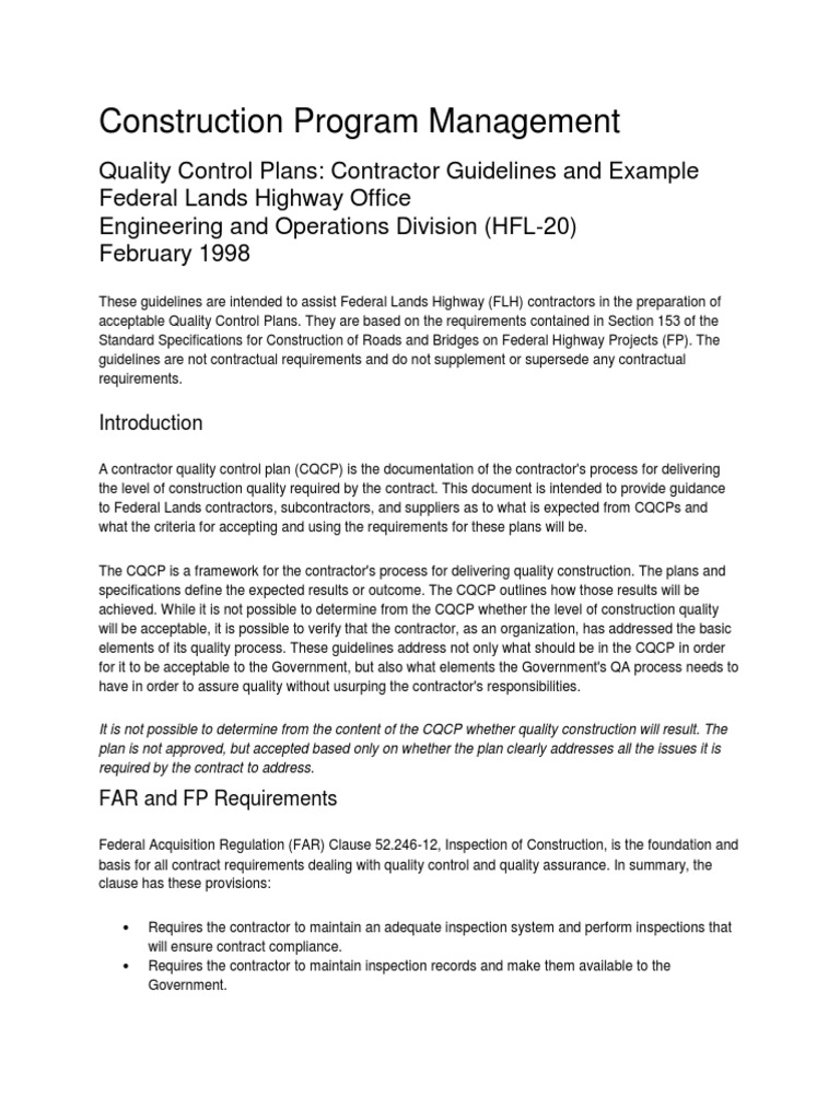 Construction Quality Control Plan Guidelines | PDF | Quality Assurance ...