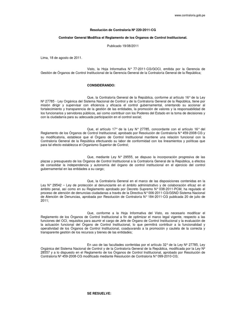 Reglamento OCI | PDF | Regulación | Instituciones sociales