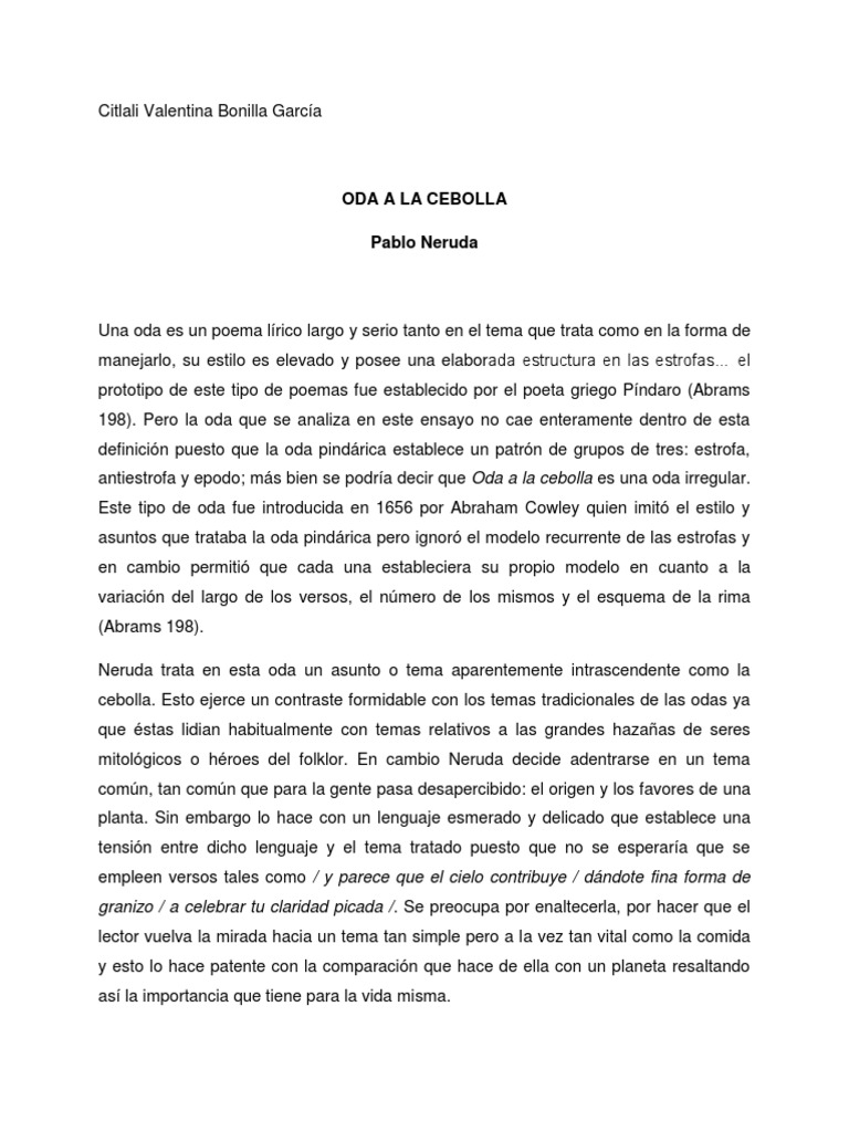 Oda A La Cebolla | PDF | Poesía