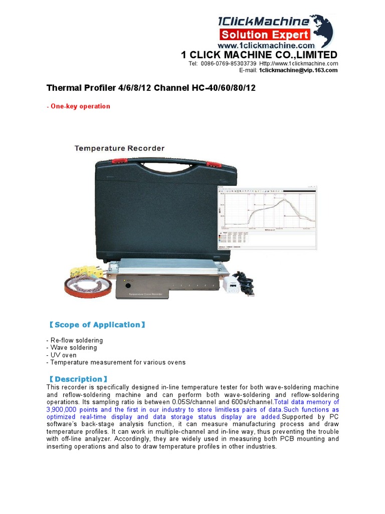 Thermal Profiler HC-40 60 80 12 Channel | PDF | Usb | Computer Engineering
