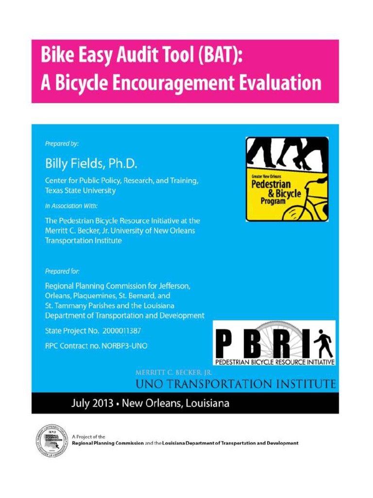 PBRI Bicycle Audit Tool | PDF | Cycling Infrastructure | Trail