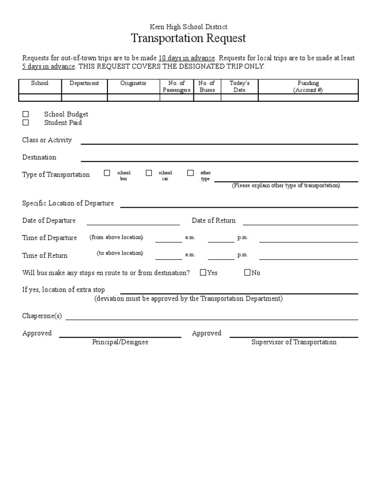Transportation Request Form | PDF | Bus | Public Transport
