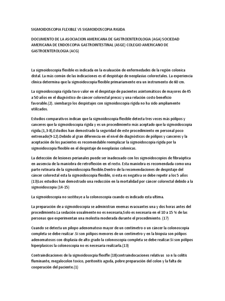 Sigmoidoscopia Flexible Vs Sigmoidoscopia Rigida | PDF | Cáncer ...