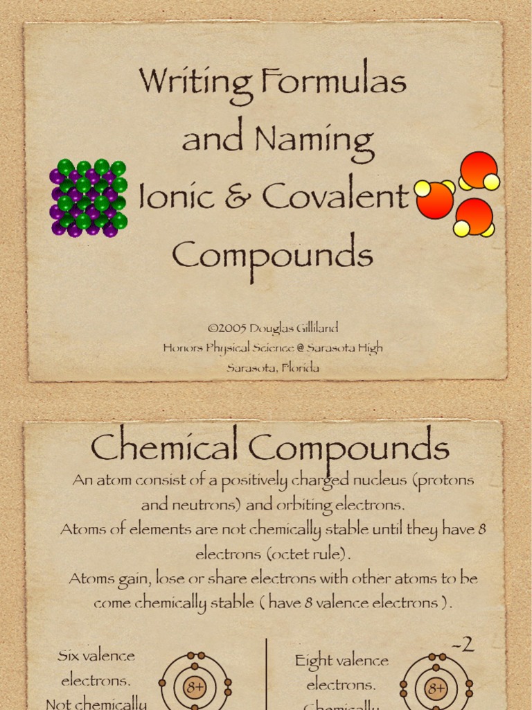 Chemical Formulas Keynote | PDF | Ion | Ionic Bonding