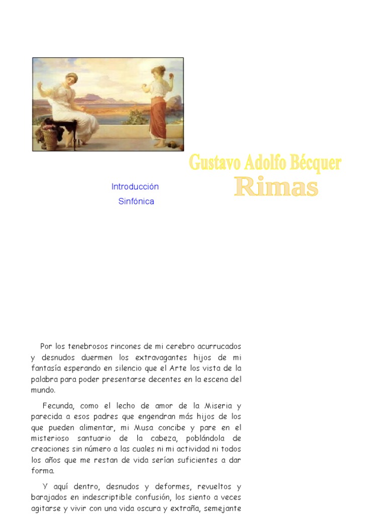 Rimas Gustavo Adolfo Bécquer Pdf Naturaleza Religión Y Creencia