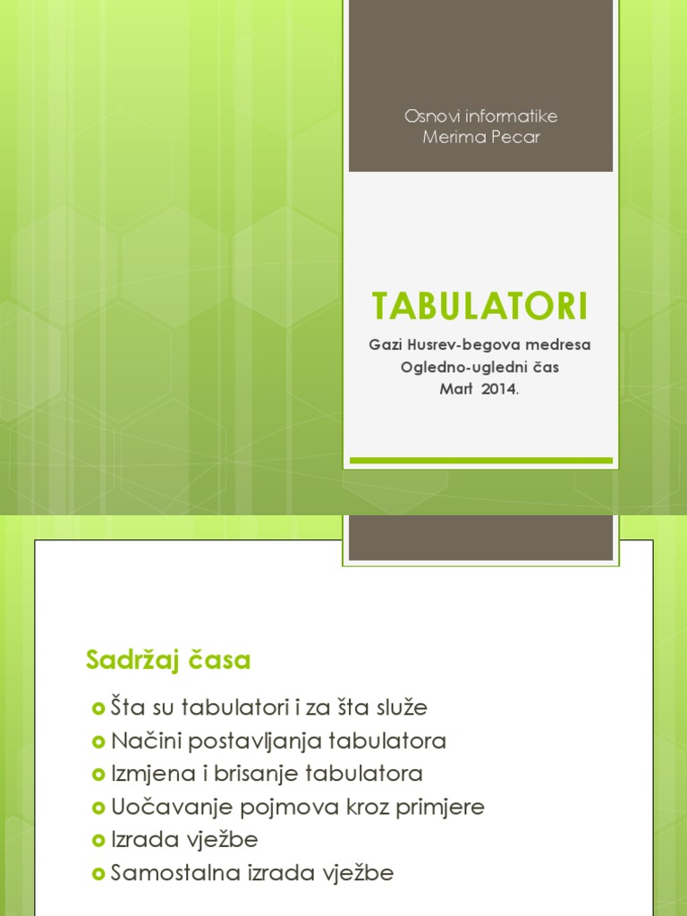 Tabulatori Prezentacija | PDF