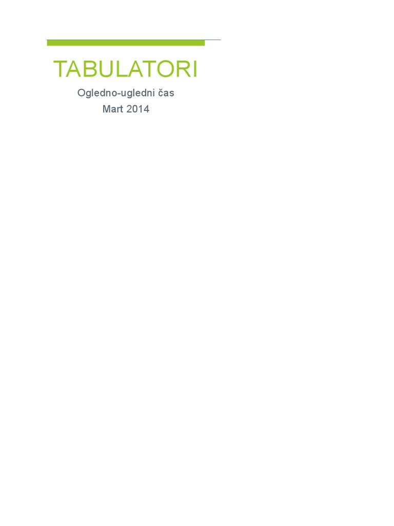 Tabulatori Priprema Za Cas | PDF