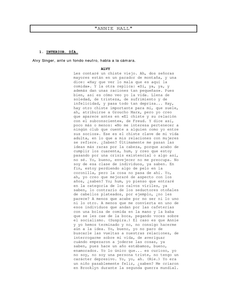 GUION Annie Hall | PDF | Chistes | Adultos
