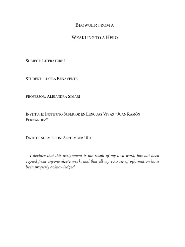 Essay On Beowulf | PDF | Beowulf | Hero