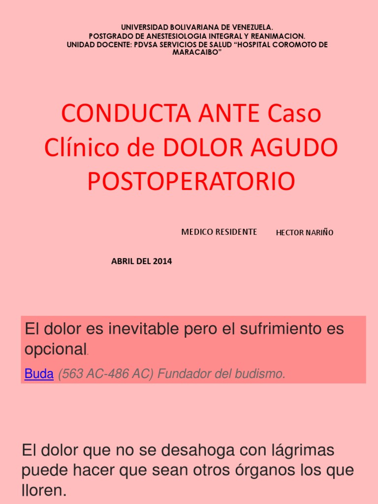 Dolor Postoperatorio Casos Clinicos DR Nariño | PDF | Opioide | Dolor