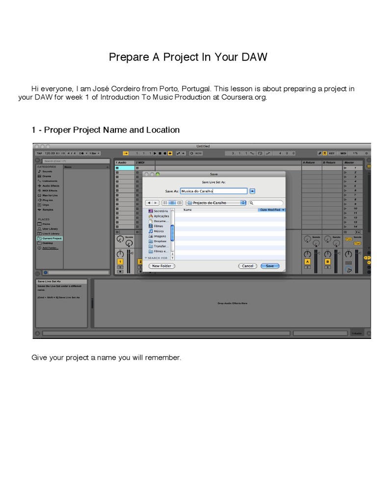 DAW Project Setup Guide for Beginners | PDF