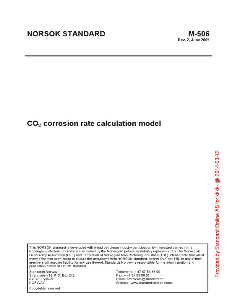 M-506 (CO2 Corrosion Rate Calculation Model) | PDF | Bicarbonate ...