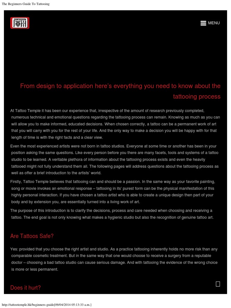 The Beginners Guide To Tattooing | PDF | Tattoo | Pain