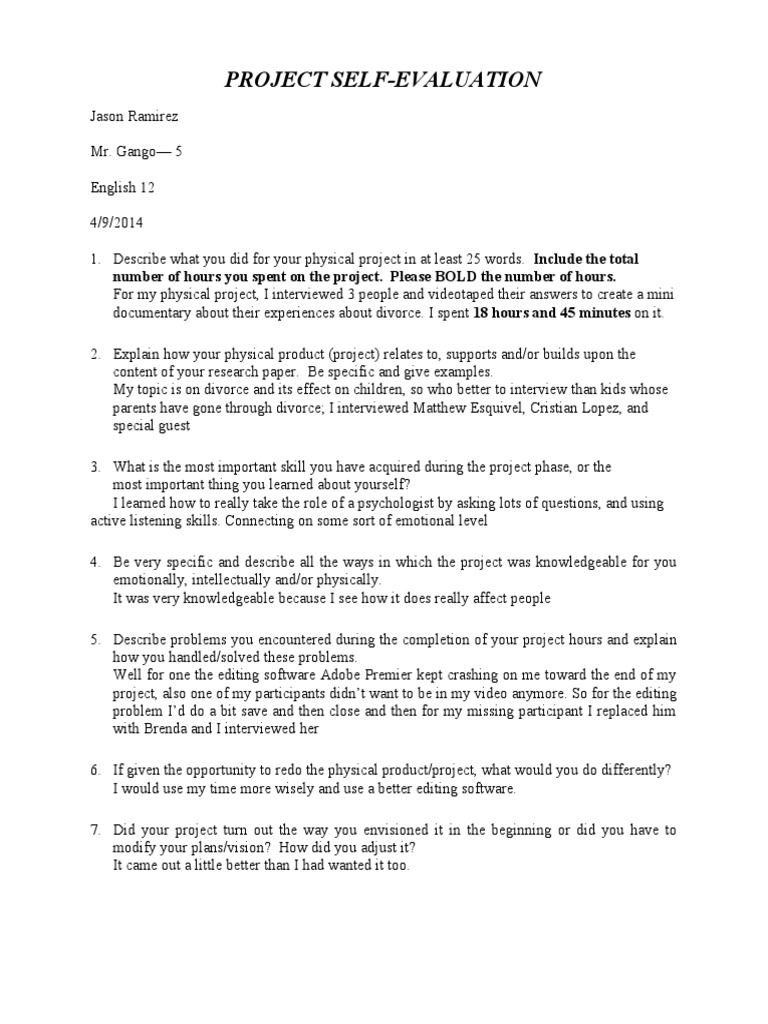 Divorce Documentary Project Evaluation | PDF