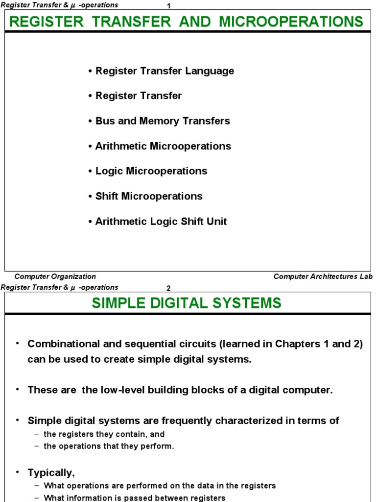 Register Transfer and Microoperations | PDF | Computer Data Storage ...