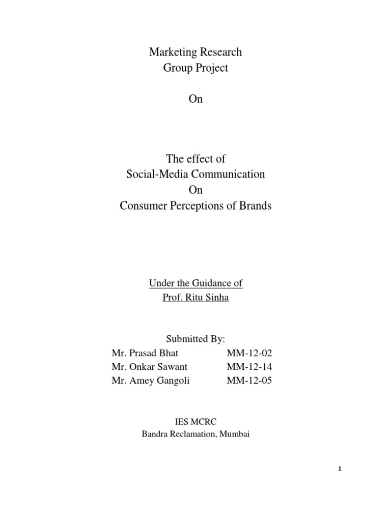 Marketing Research Project | PDF | Social Media | Popular Culture ...