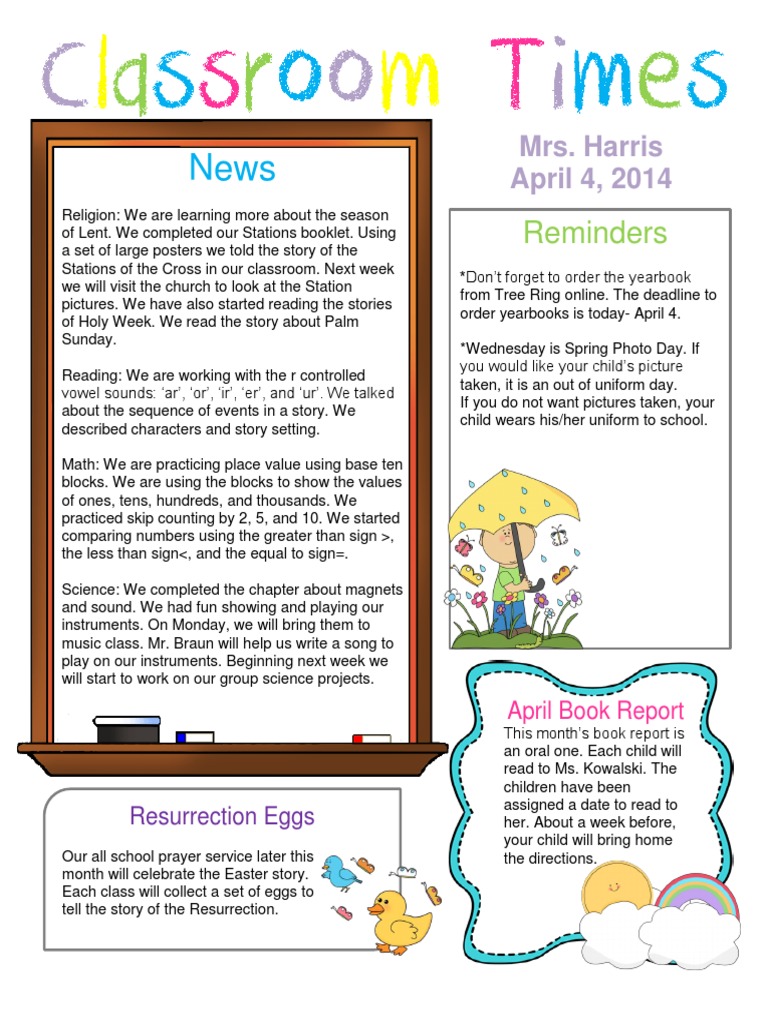 April Class Updates and Reminders | PDF | Language Arts & Discipline