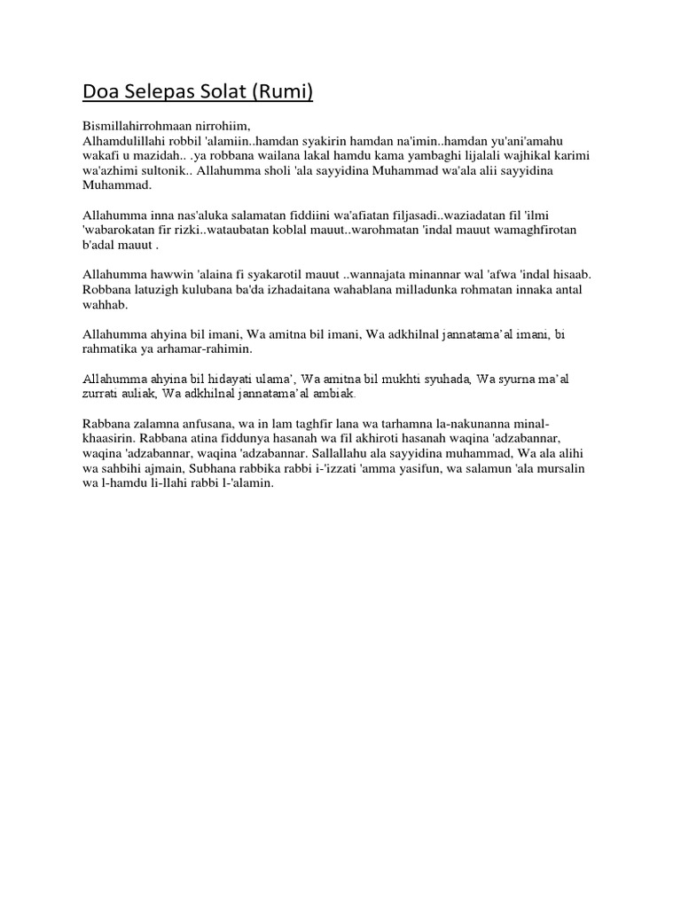 Doa Selepas Solat | PDF